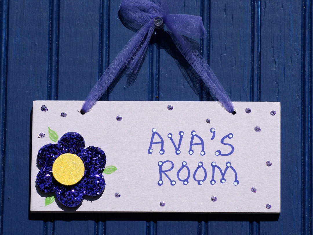 FLOWER Room Sign. Girl's Door Sign, Hand Personalized. Girls Room Decor ...