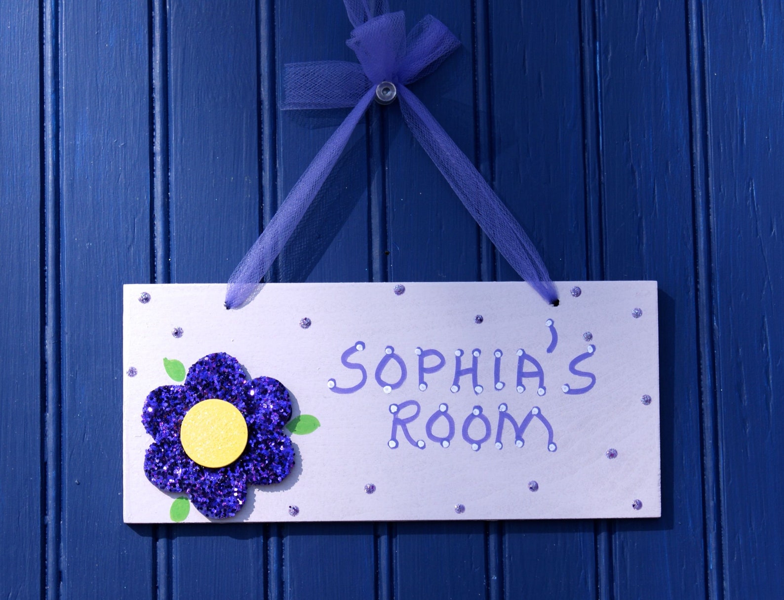 FLOWER Room Sign. Hand Personalized Violet W/purple Flower. | Etsy