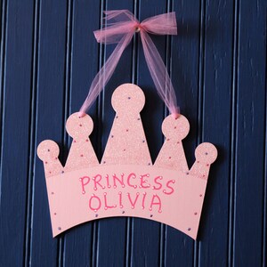 Princess Crown Door Sign, Personalized Wood Cutout Design, Girl's Room ...