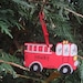 FIRE TRUCK Ornament, Red. Hand Personalized, Painted Wood. Christmas ...