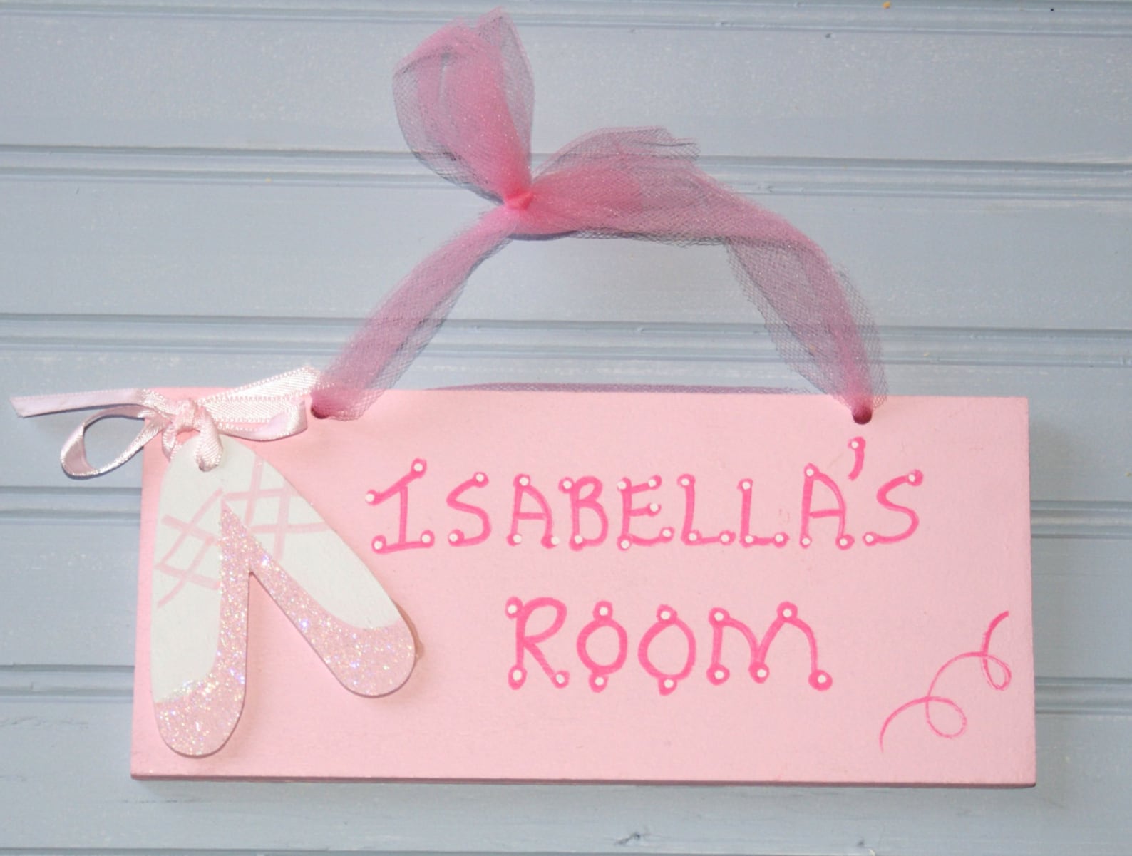 Girl's Name Sign. Ballet Hand Personalized Room Sign, Pink. Kid's Door ...