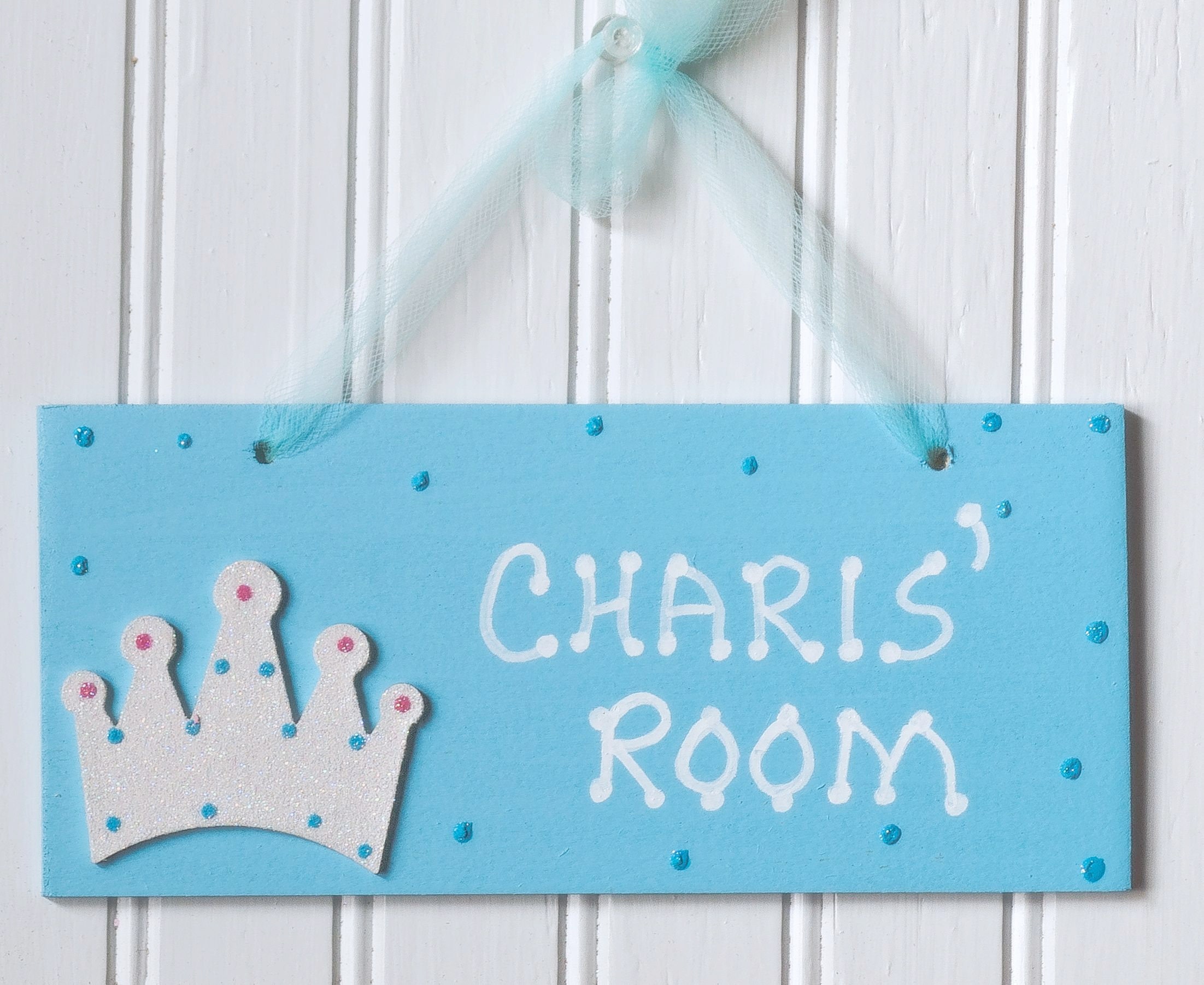 Princess Crown Name Sign Hand Personalized Glittered White | Etsy