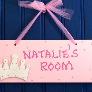 Princess Crown Door Sign, Hand Personalized, Violet W/white Glittered ...
