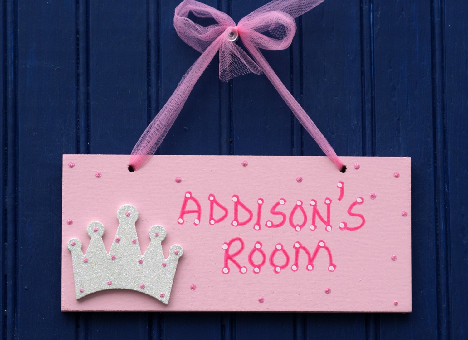 Princess Crown Door Sign, Hand Personalized, Violet W/white Glittered ...
