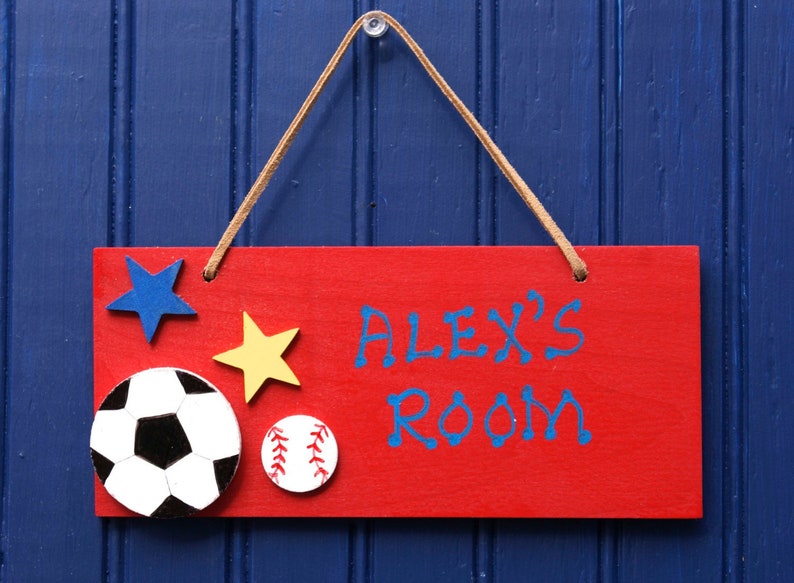 SPORT Room Sign Hand Personalized Red. Soccer Baseball - Etsy