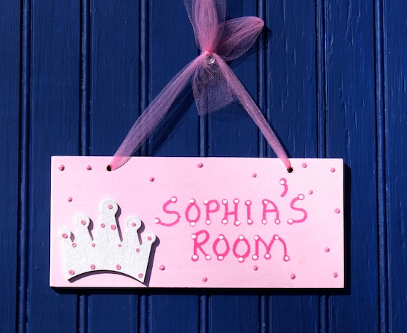 Princess Crown Name Sign Hand Personalized Glittered White | Etsy