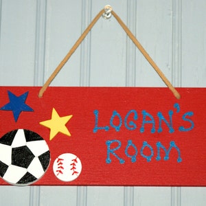 SPORT Door Sign, Hand Personalized. Soccer, Baseball, Stars Cutouts ...