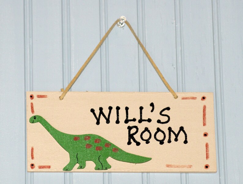 Dinosaur Room Sign Personalized. Tan With Dino Cutout. - Etsy