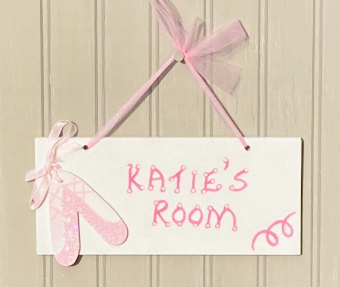 Girl's Ballet Name Sign. Hand Personalized, Pink Ballet. Kids Wall ...