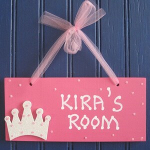 Princess Crown Name Sign, Hand Personalized, Glittered White Crown ...