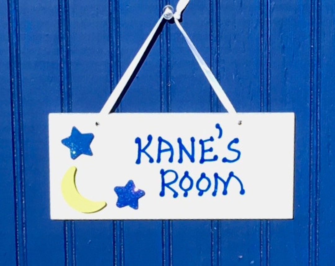 STAR and Moon Room Sign, Hand Personalized. Kids Name Plaque. Kids Room ...