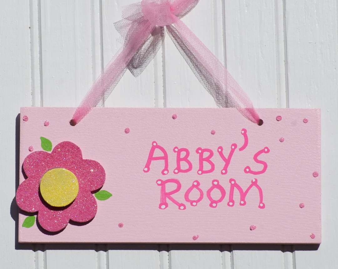 FLOWER Room Sign, Hand Personalized. Kids Name Plaque. Girls Room Decor ...