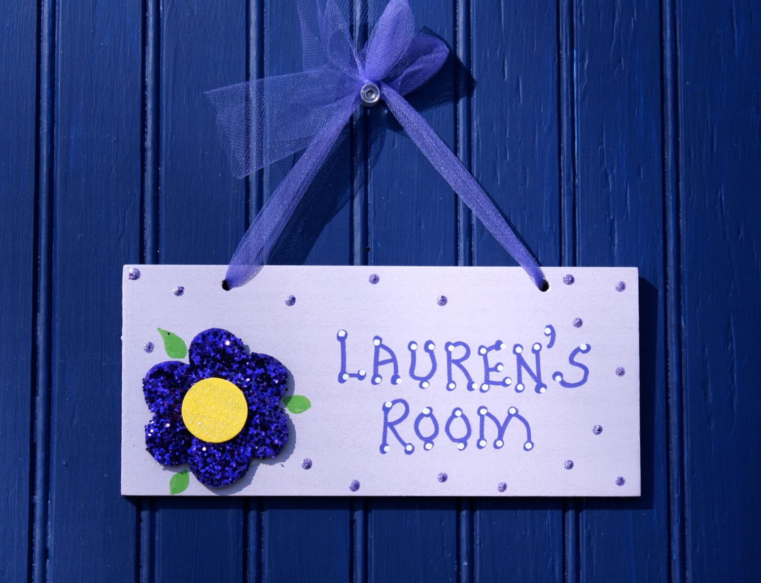 Girl's Flower Room Sign. Hand Personalized Pink Flower. | Etsy