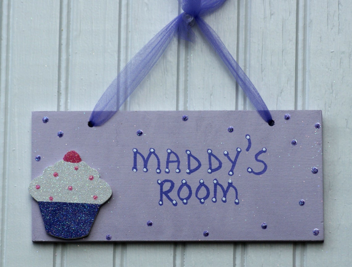 CUPCAKE Room Sign, Hand Personalized, Pink W/pink Letters. Kid's Name ...