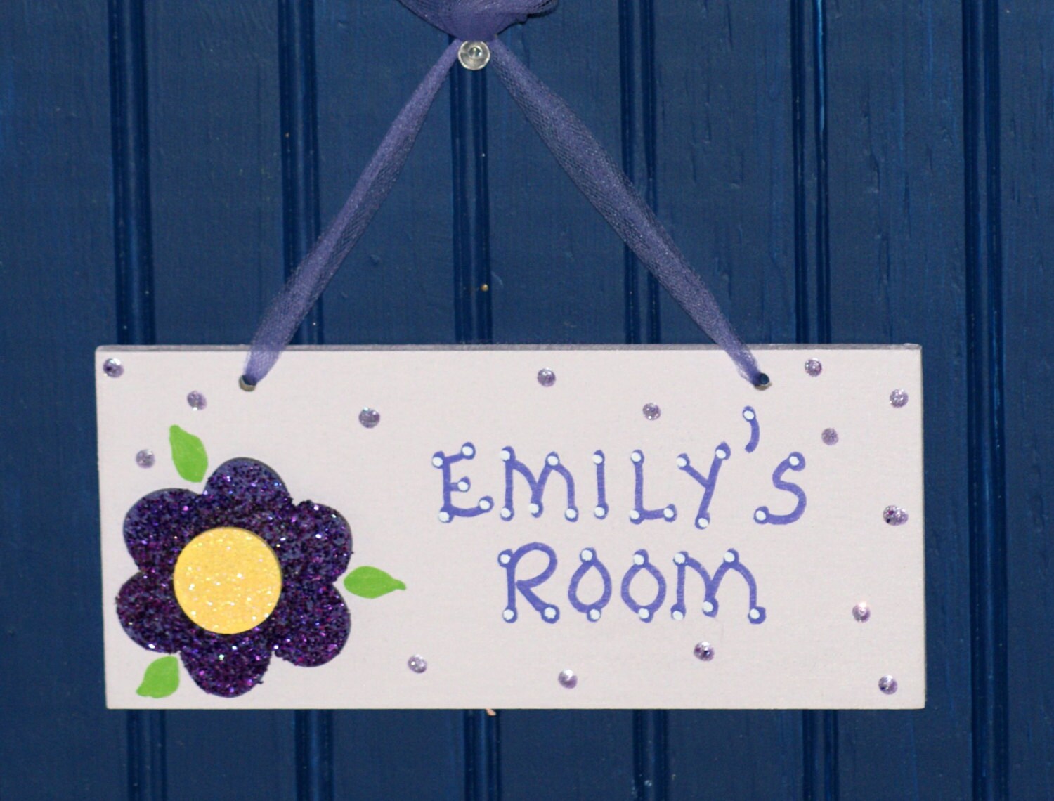 FLOWER Room Sign. Hand Personalized Violet W/purple Flower. | Etsy