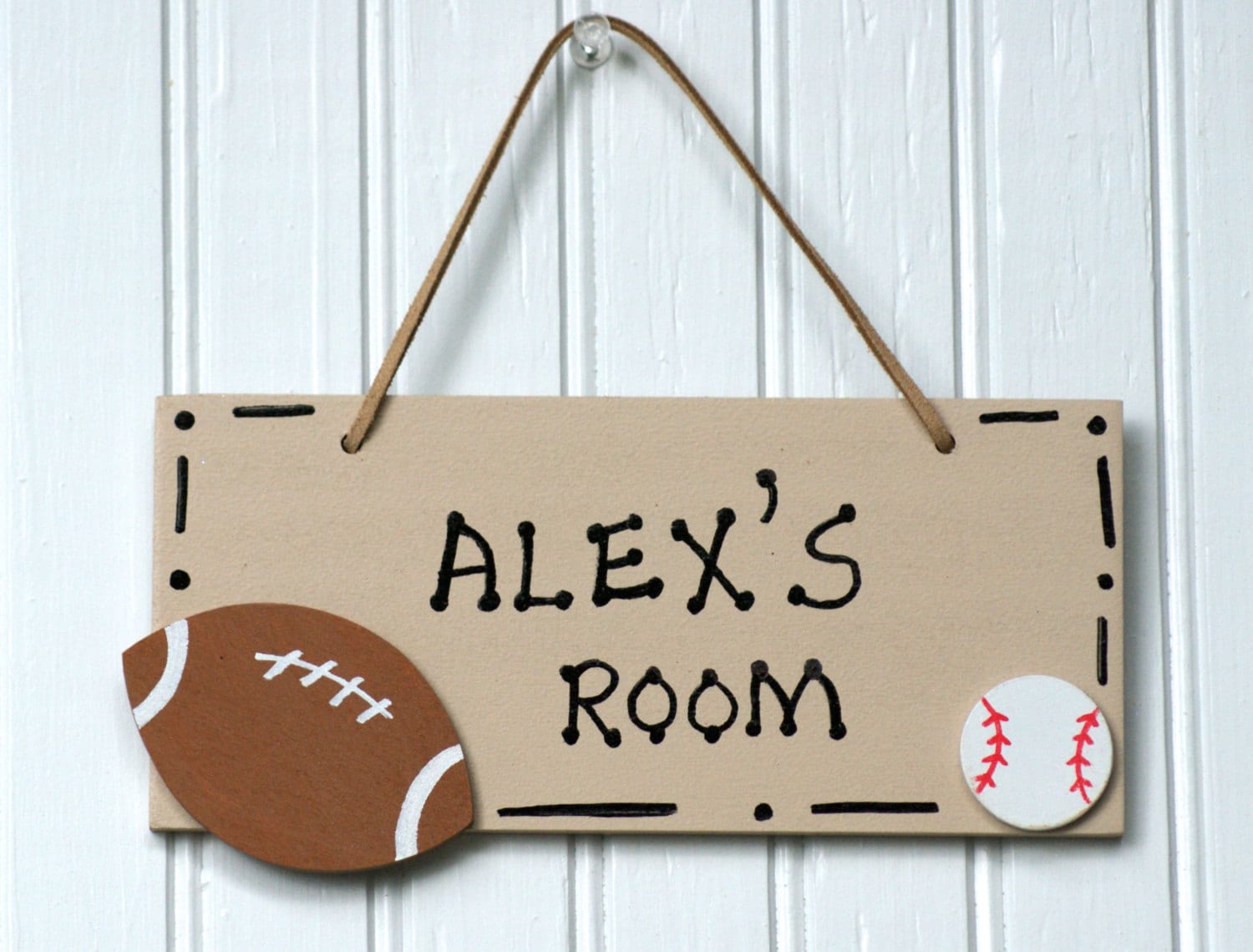 SPORT Room Sign Football and Baseball Hand Personalized Tan. - Etsy
