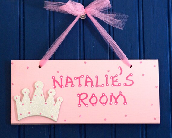 Princess Crown Room Sign Hand Personalized Pink Glittered | Etsy