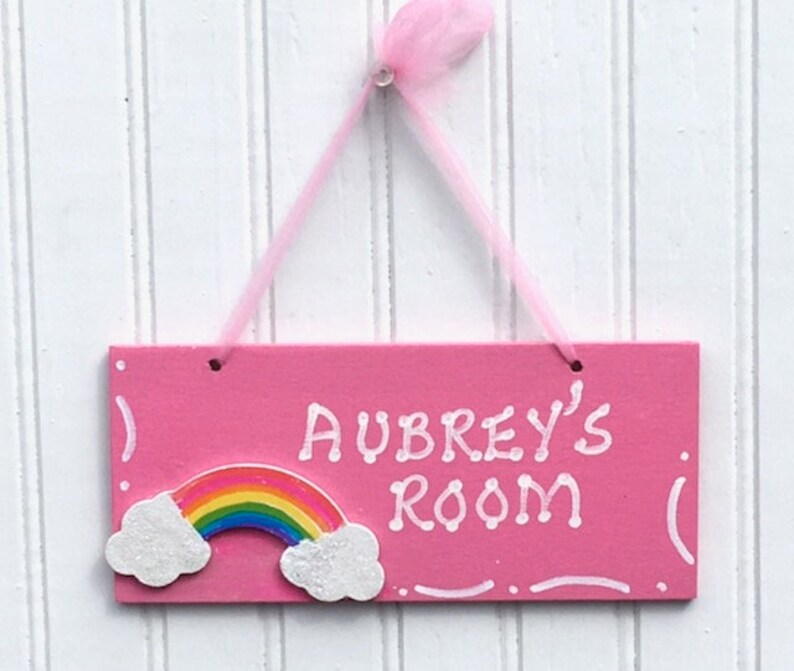 Girl's Room Sign. Hand Personalized Rainbow Name Sign. | Etsy