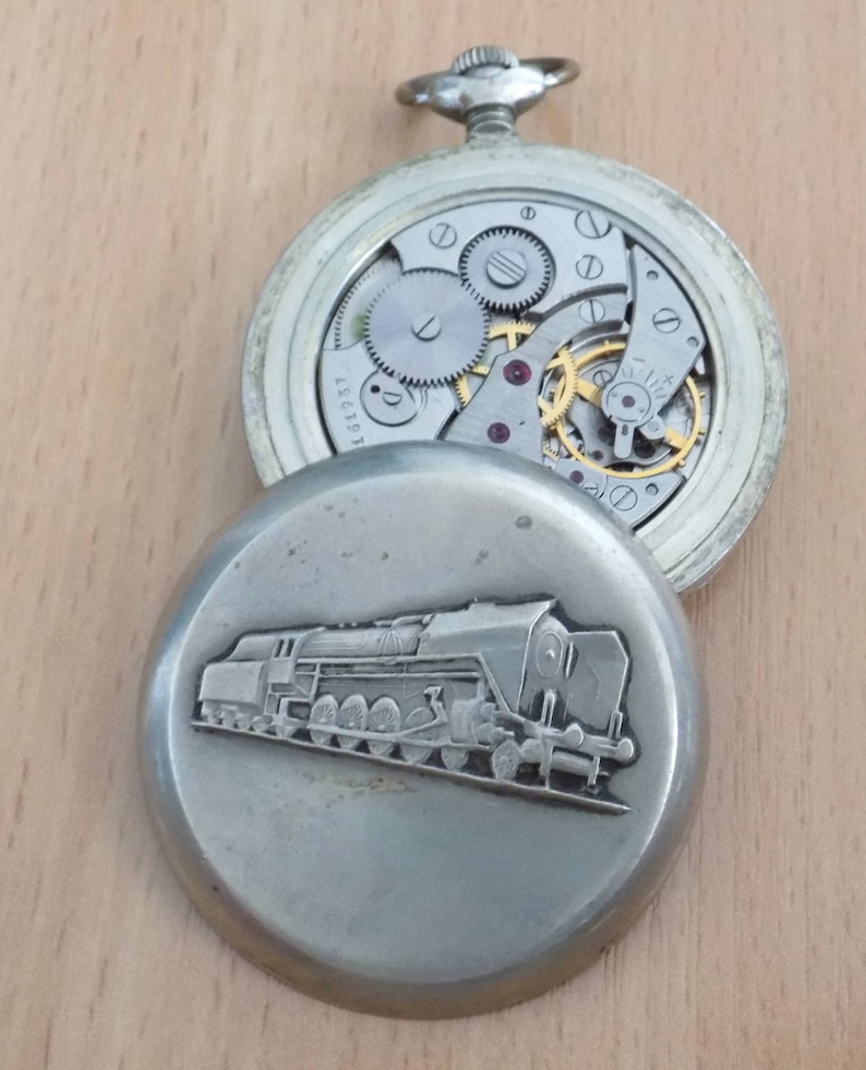 Vintage Railroad Pocket Watch Molnija Soviet Union Era USSR CCCP Train ...