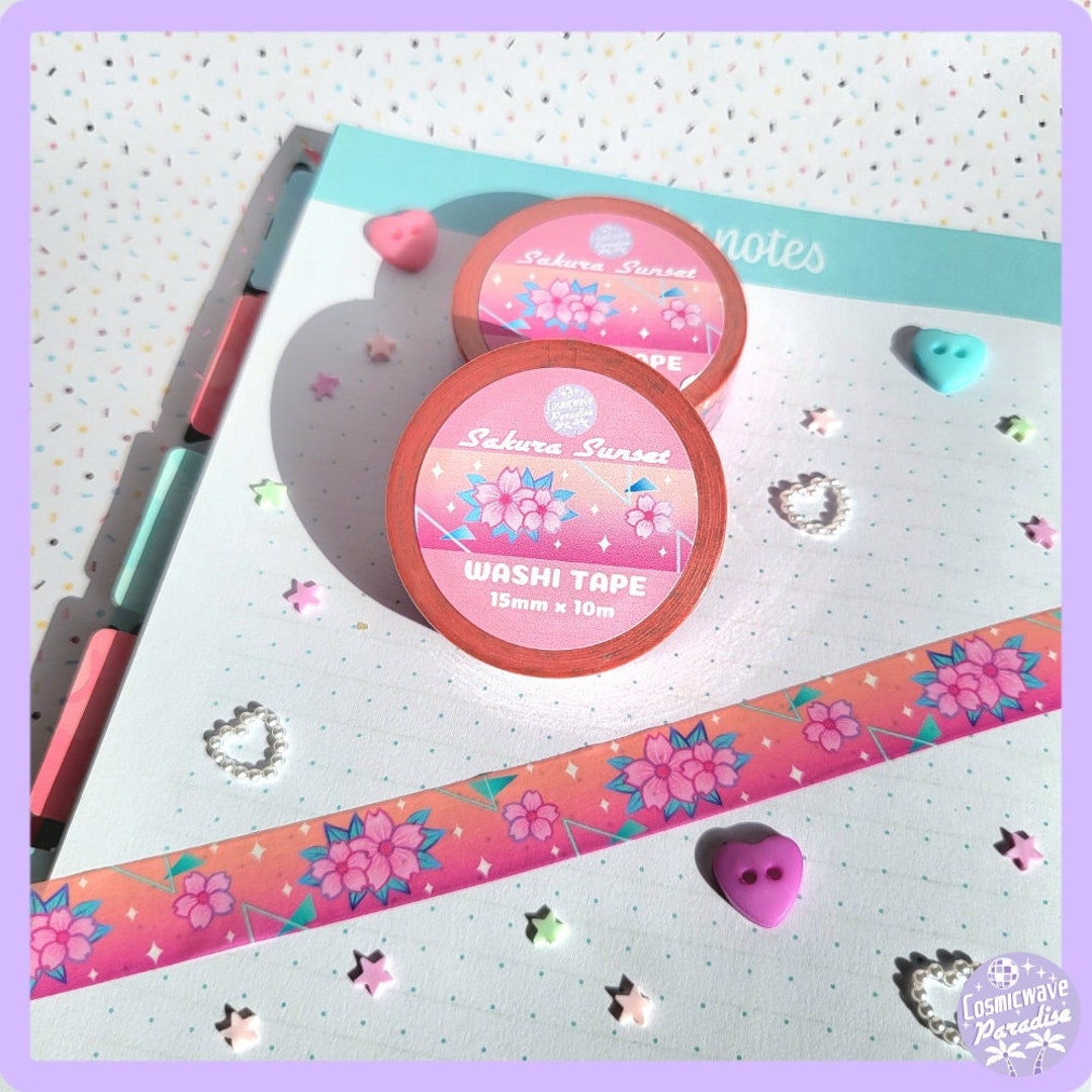 Sakura Sunset Washi Tape Vaporwave Geometric Neon Cherry Blossom Bujo ...