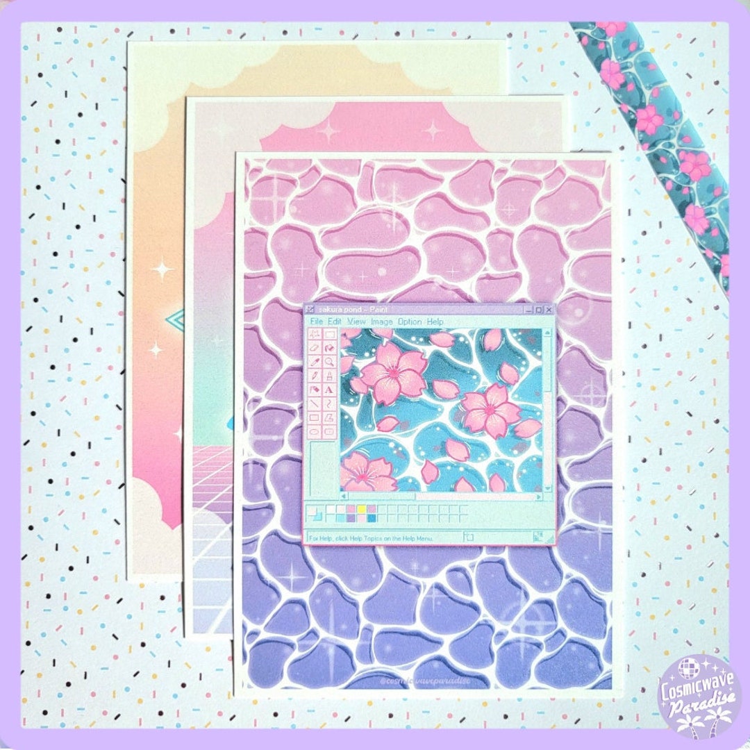 Sakura Window Print - Vaporwave Webcore MS Paint Cherry Flower Glitter ...