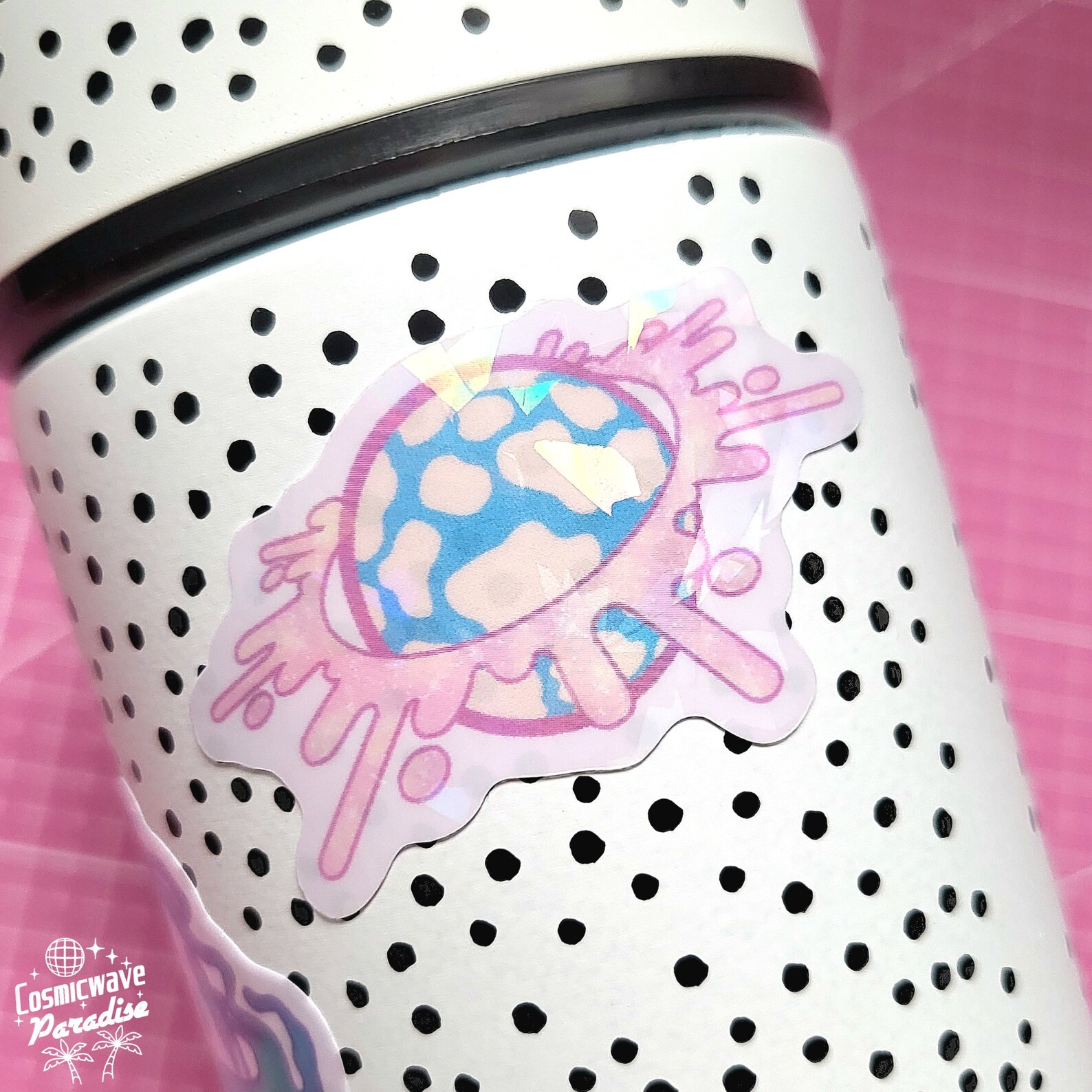 Cloudy Cow Sticker - Vaporwave Animal Print Milky Planet Holographic ...