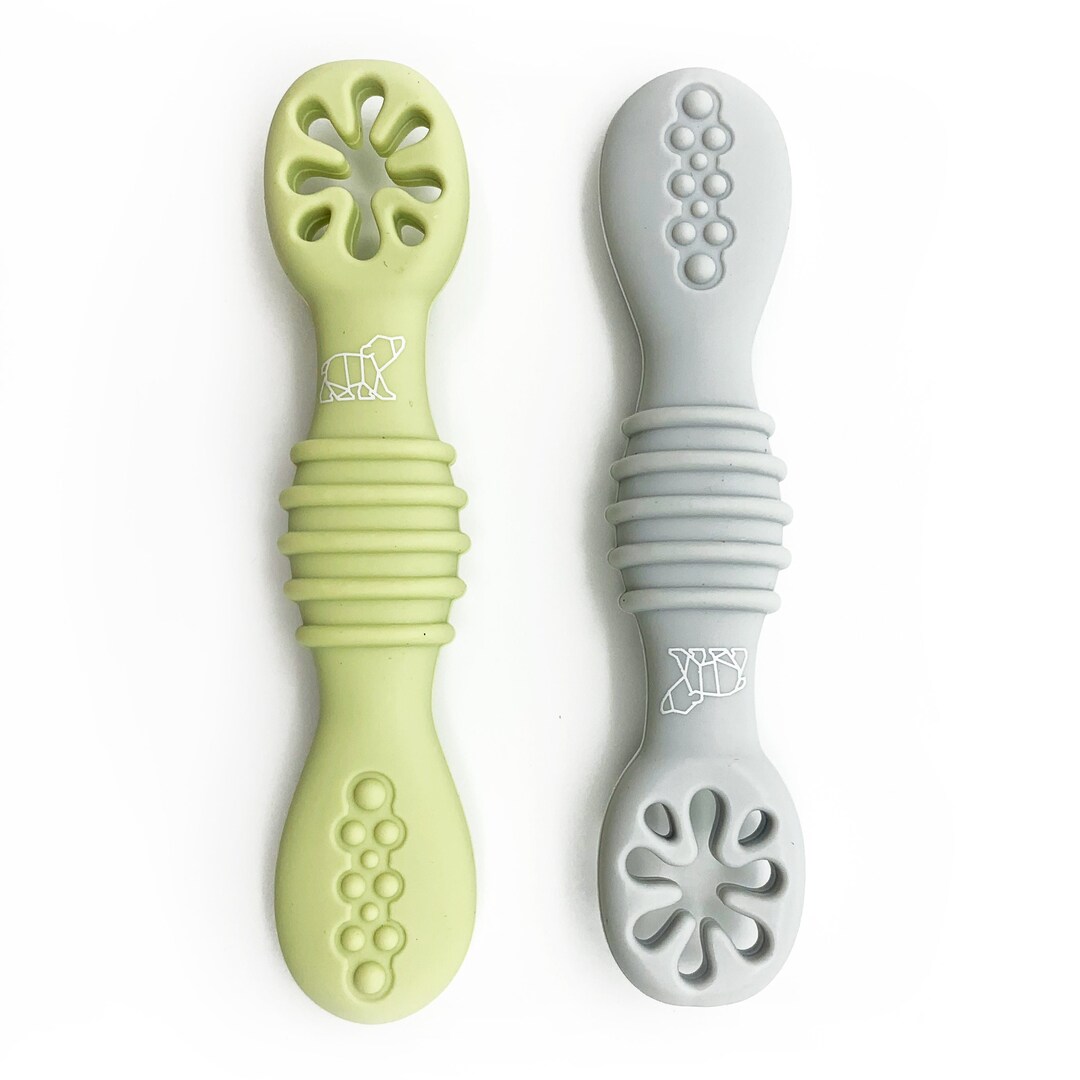 Set of 2 Baby First Stage Feeding Spoons for Infants, Safe and Soft ...