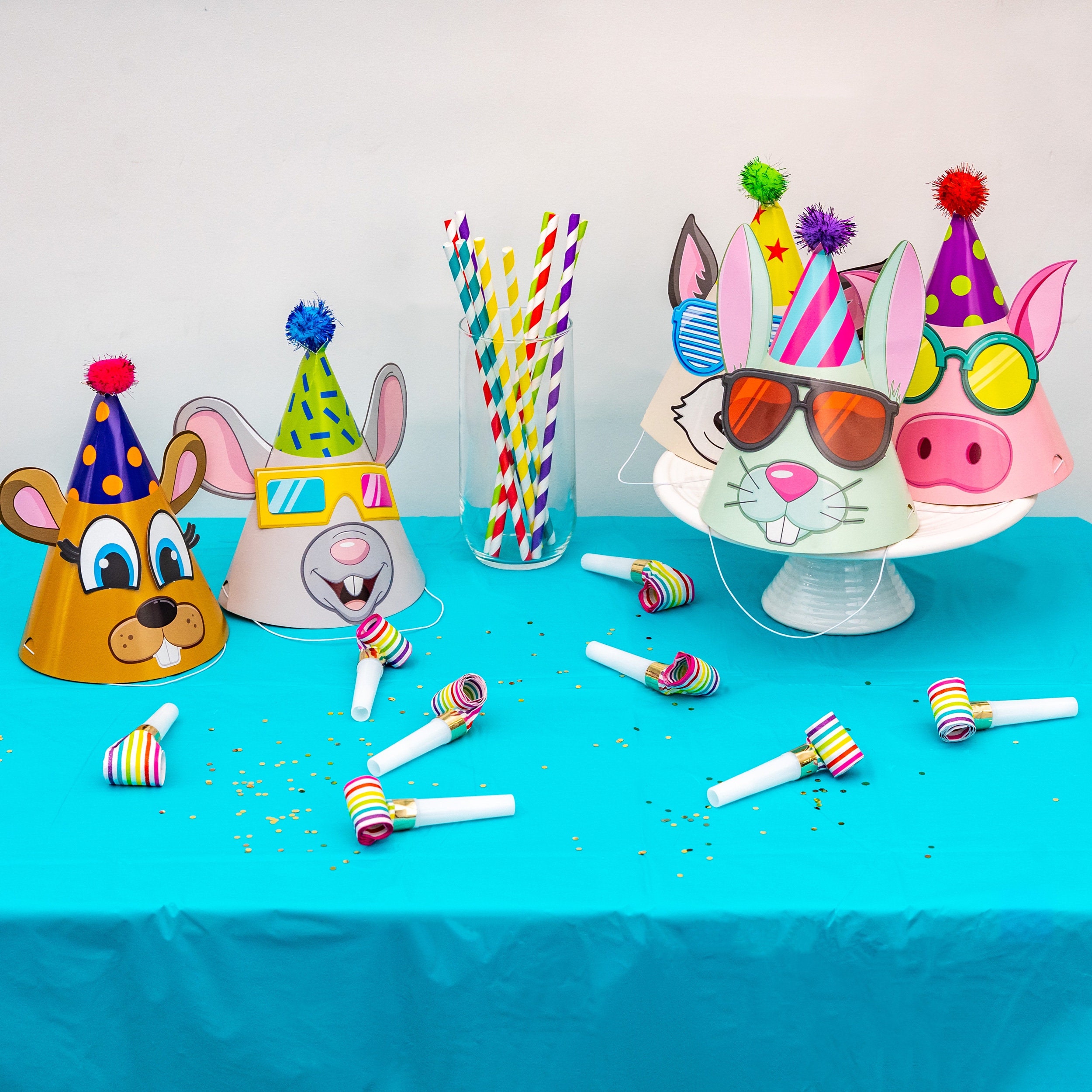 PACK OF 12 Cone Birthday Hats DIY Animal Themed Hats Craft | Etsy