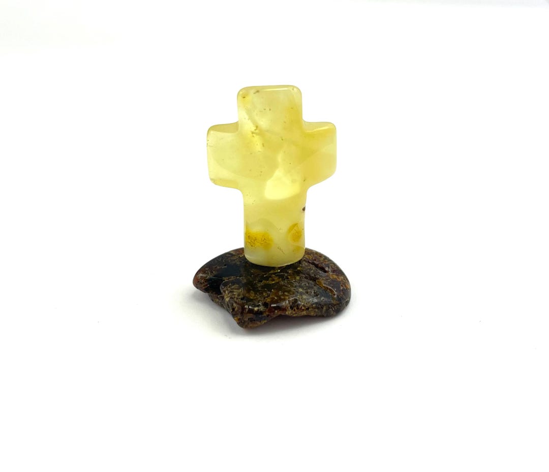 Baltic Natural Amber Cross Figurine, Amber Cross Statue, Amber Souvenir ...