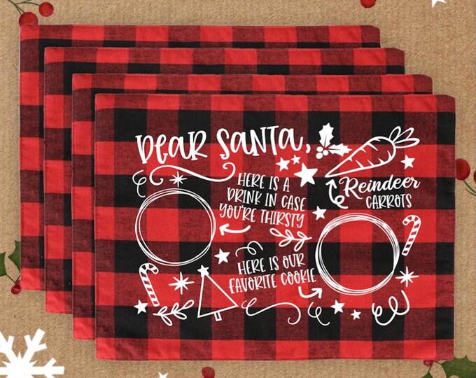 Santa Placemat Milk and Cookies Placemat Christmas Cookie Placemat Dear ...