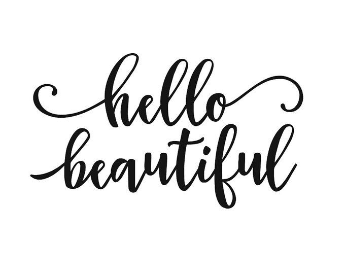 Hello Beautiful Mirror Decal Sticker Cursive Hello Beautiful Sticker ...