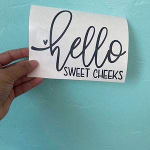 Hello Sweet Cheeks Bathroom Wall Decal Custom Bathroom Wall Decor Funny ...