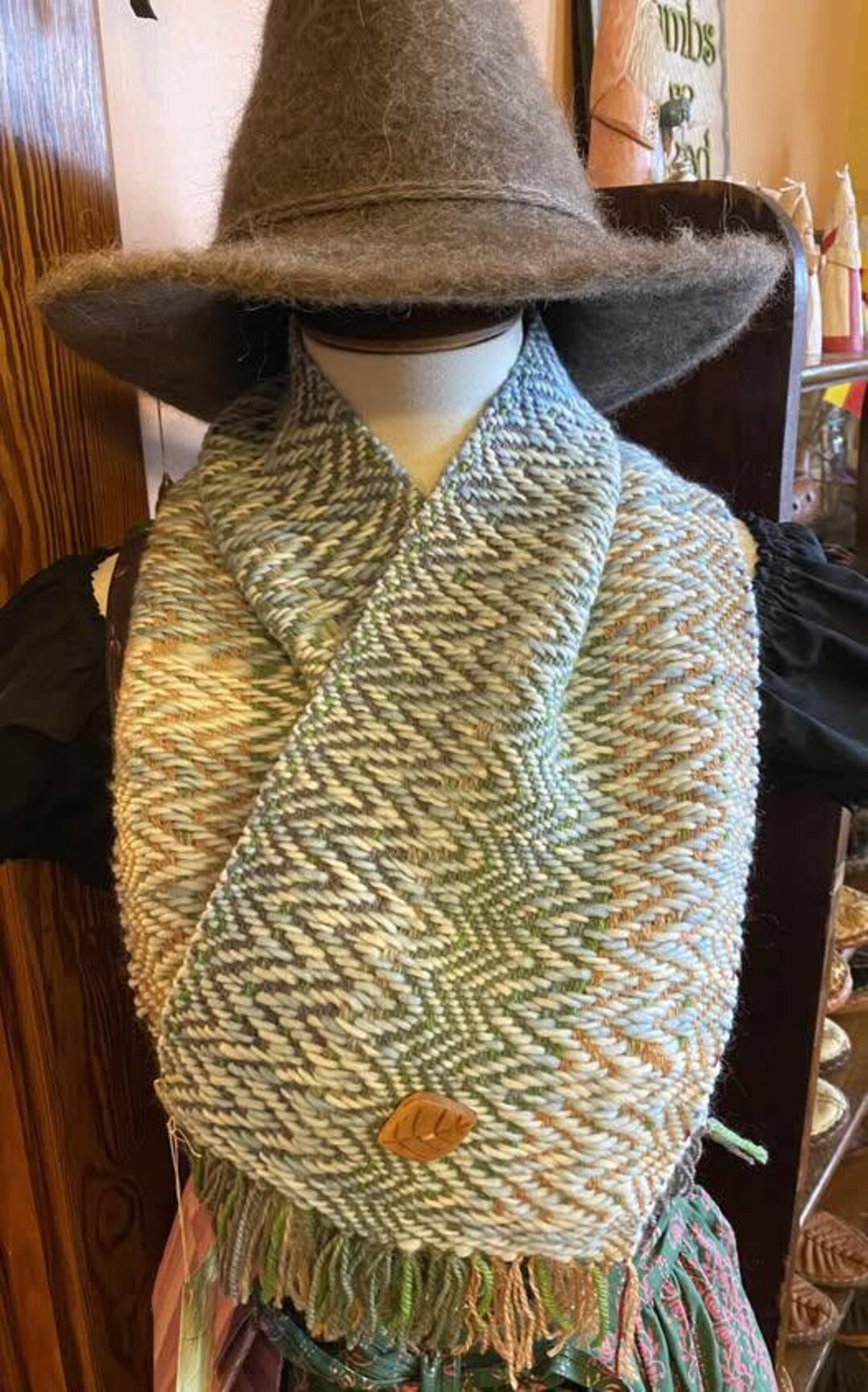 Handwoven Merino Wool Scarf, Naturally Dyed With Maple Leaf Button - Etsy