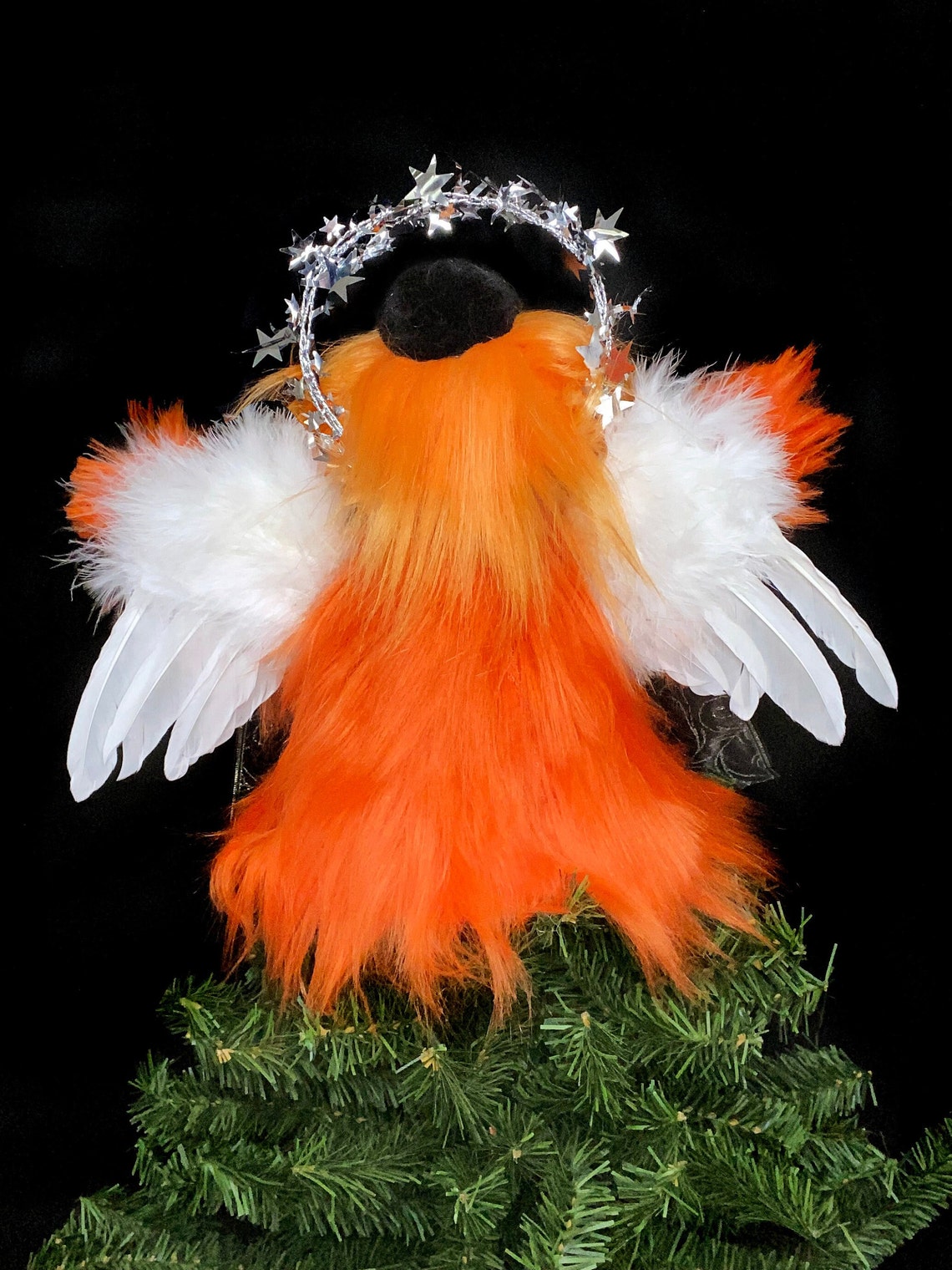 Gritty Christmas Tree Angel - Handmade 3D Tree Topper W/ Felt, Feathers ...