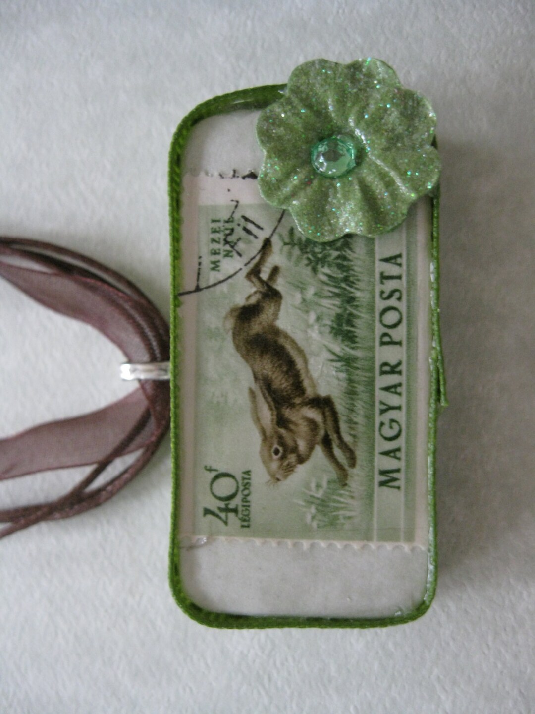 Vintage Hungarian Postage Stamp Running Rabbit Pendant - Etsy