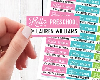 Waterproof Name Labels Girls Name Stickers Pastel Boho Rainbow Stickers ...