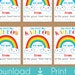 Printable Valentines for Kids, Rainbow Valentine's Day Cards, Digital ...