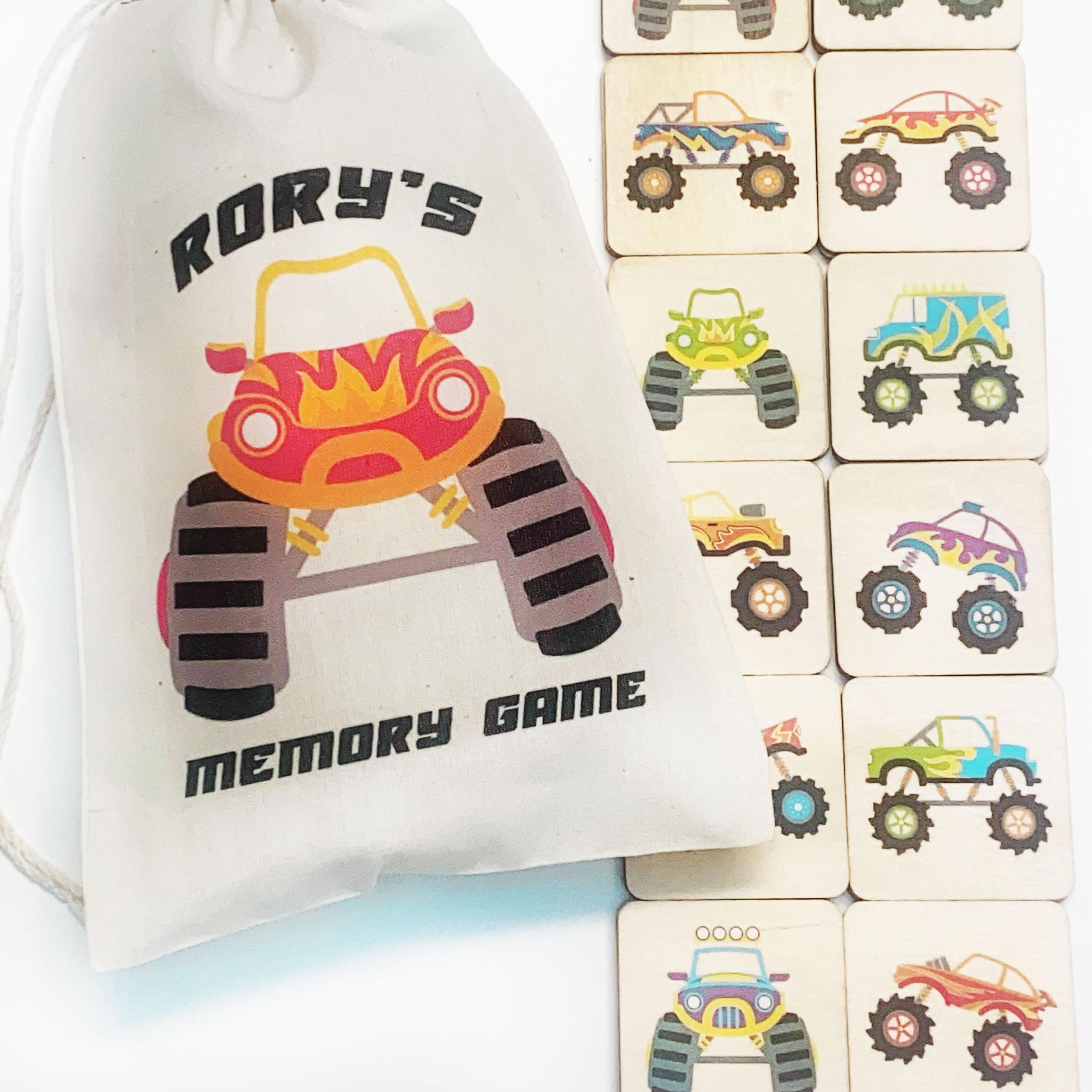 Personalized Monster Truck Wood Memory Game | Custom Gift for Boys With ...
