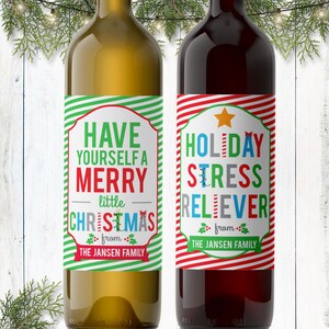 Christmas Wine Labels Set of 4 - Holiday Hostess Gift Party Favors ...