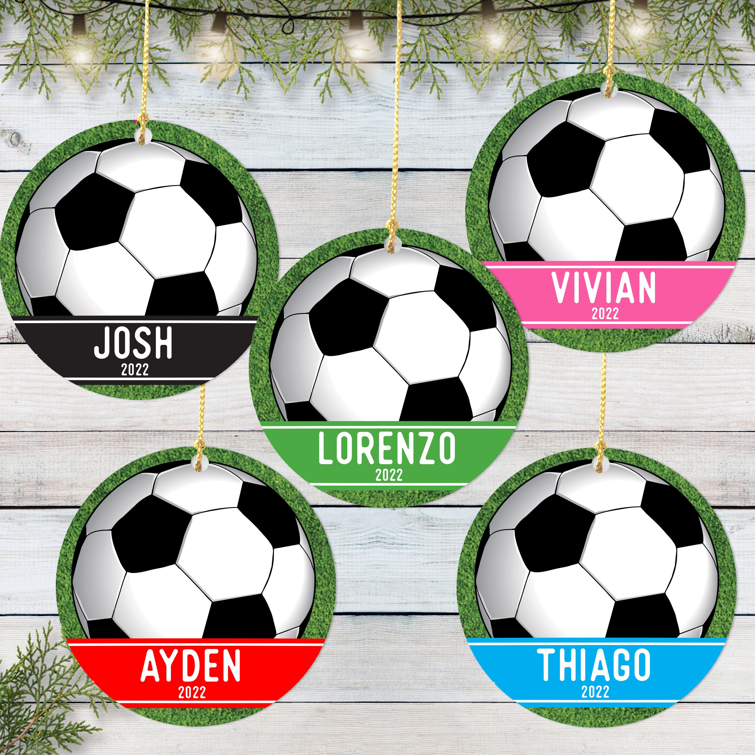 Personalized Soccer Christmas Ornament for Kids, Custom Kids Ceramic ...