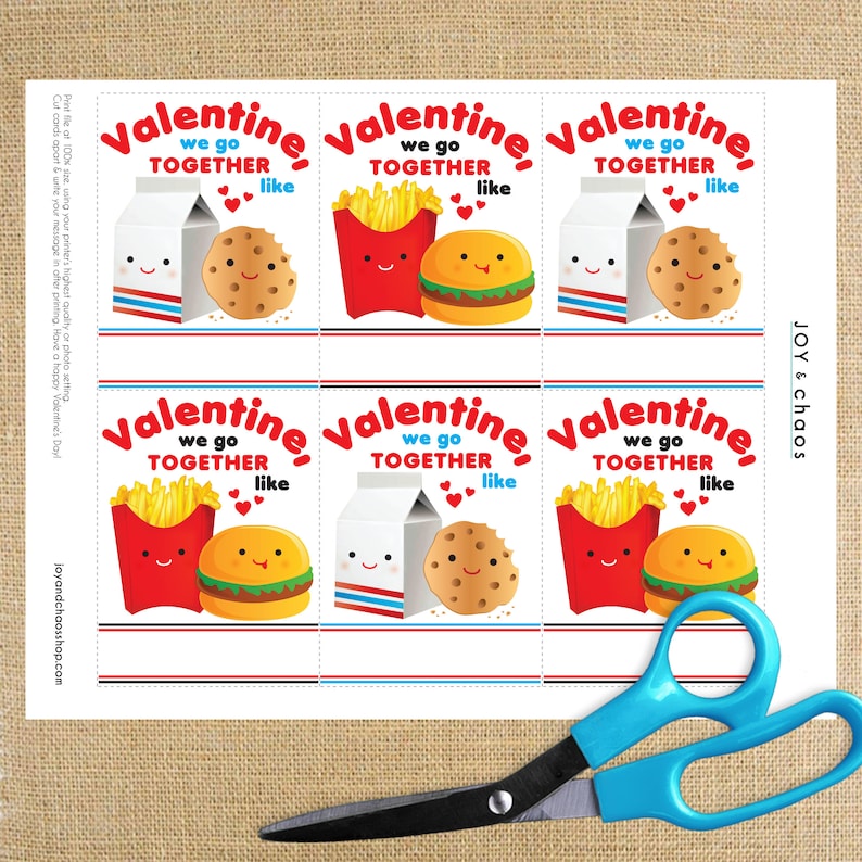 Funny Food Valentine's Day Cards for Kids (printable) - Etsy