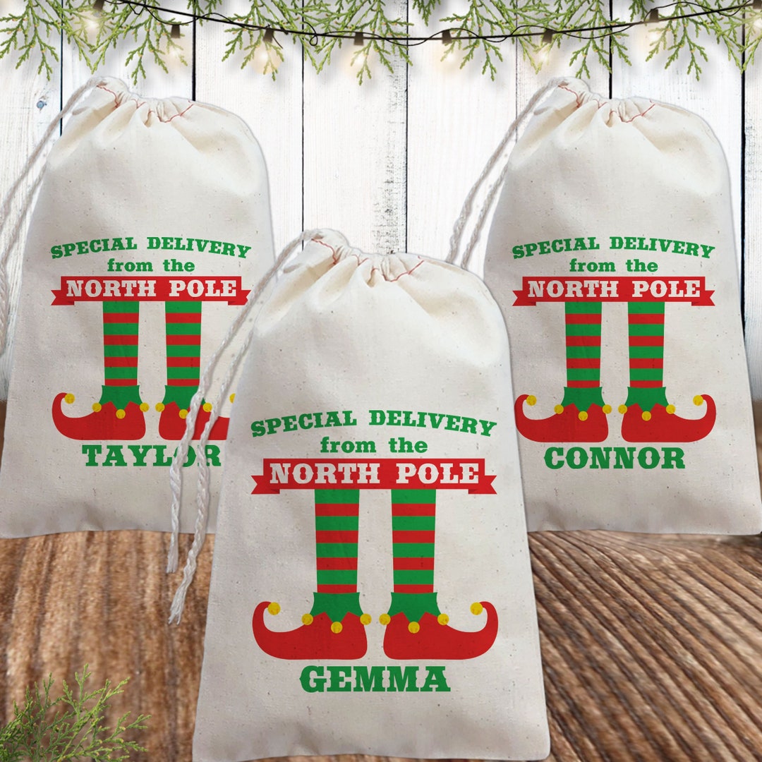 Personalized Christmas Elf Gift Bag: Cotton Canvas Holiday Favor - Etsy