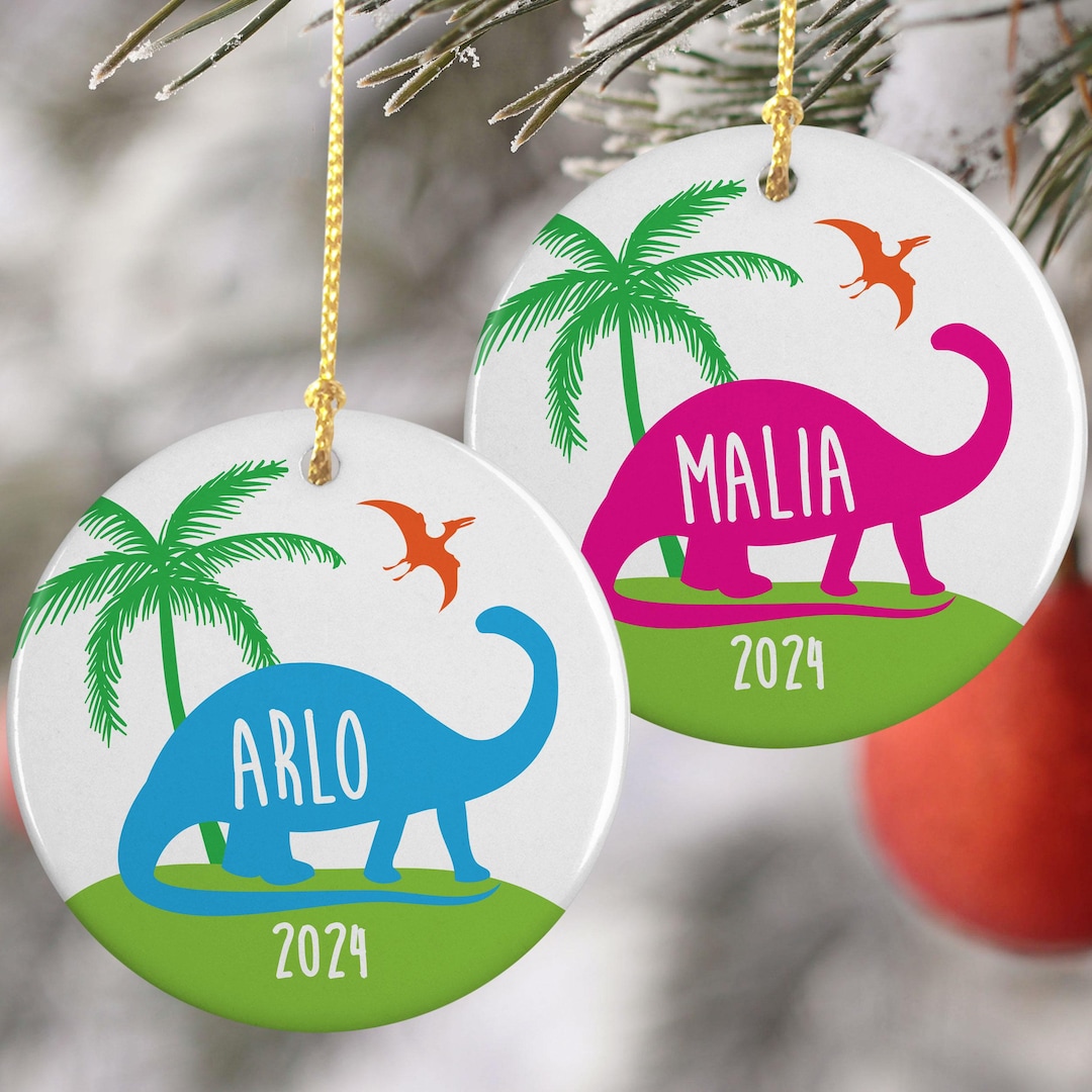 Dinosaur Christmas Ornaments for Kids With Name, Toddler Boy Gift ...
