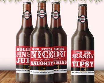 Down the Chimney Santa Christmas Beer Label Custom Beer Label Christmas ...