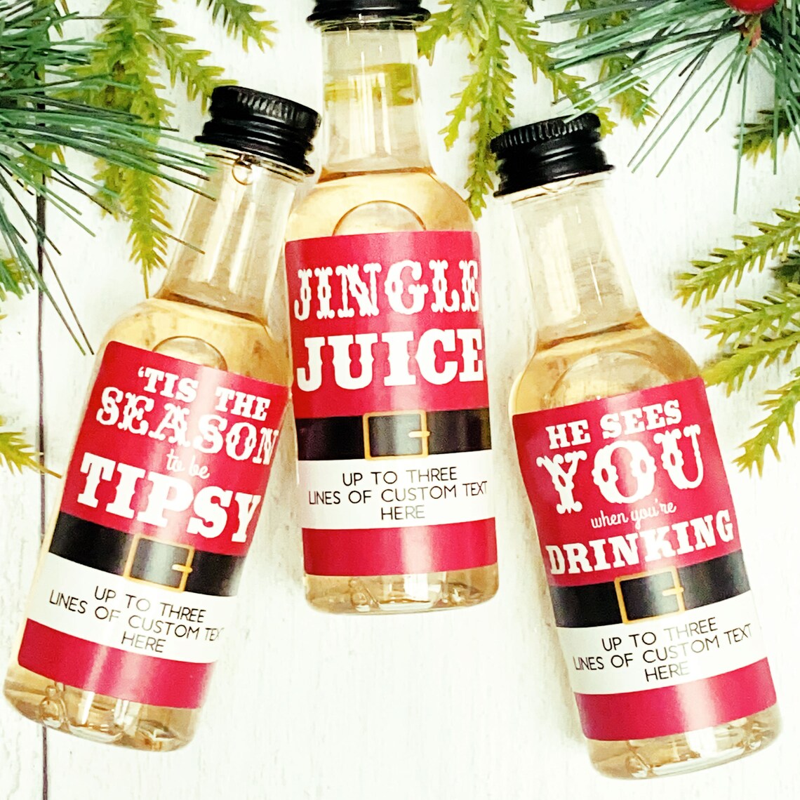Funny Christmas Mini Liquor Bottles With Santa Stickers: Custom Party ...