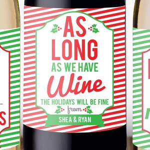 Christmas Wine Labels Set of 4 - Holiday Hostess Gift Party Favors ...