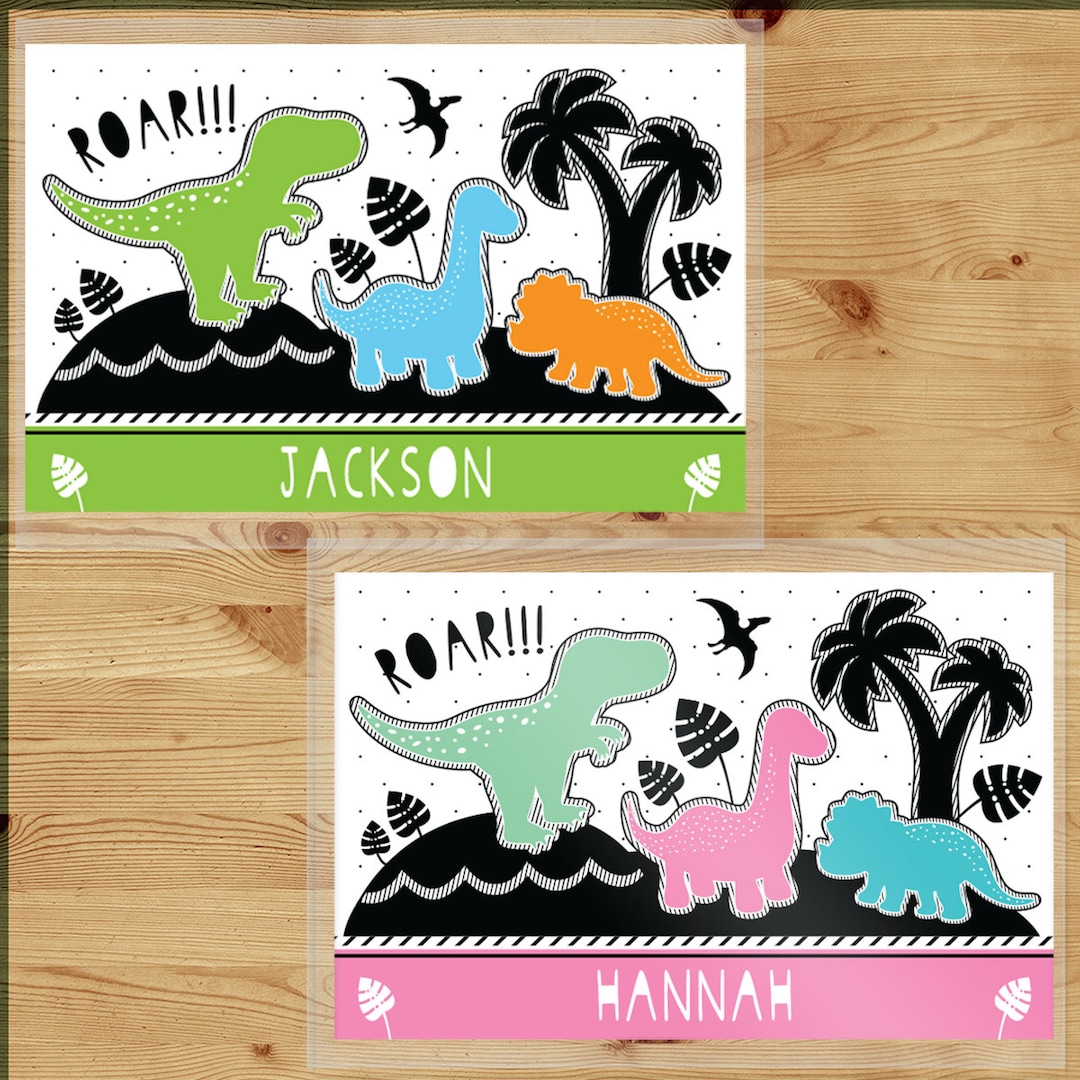 Kids Dinosaur Placemats Personalized Laminated Plastic Placemat for ...