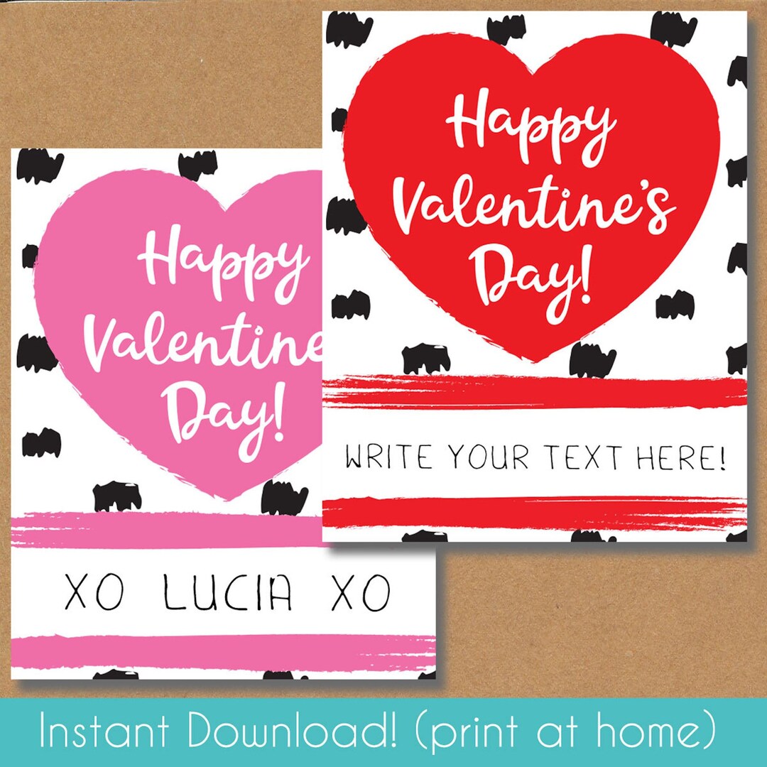 Printable Valentines for School Last Minute Instant Digital Download ...