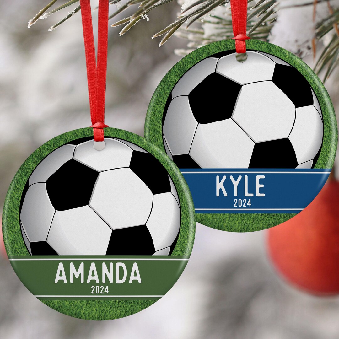 Personalized Soccer Christmas Ornament for Kids, Custom Kids Ceramic ...
