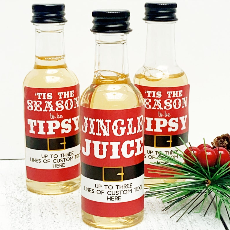 Funny Christmas Mini Liquor Bottles With Santa Stickers: Custom Party ...
